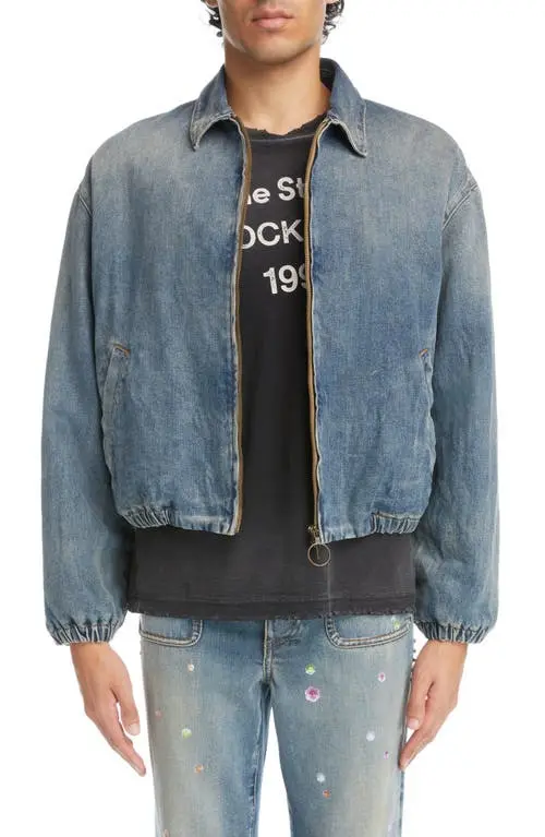 Acne Studios Denim Bomber Jacket In Mid Blue - 60% Off